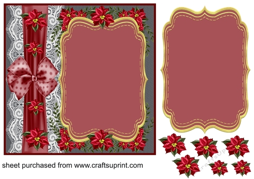 Red Christmas poinsettia card front(blank) - CUP1188741_659 | Craftsuprint