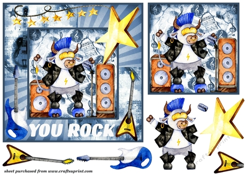 Blue You Rock card front 1 - CUP1195577_659 | Craftsuprint