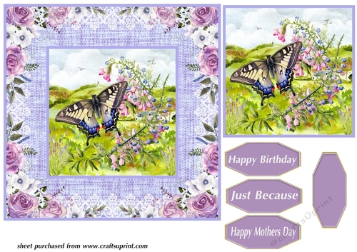 Purple butterfly card front 4 - CUP1202551_659 | Craftsuprint