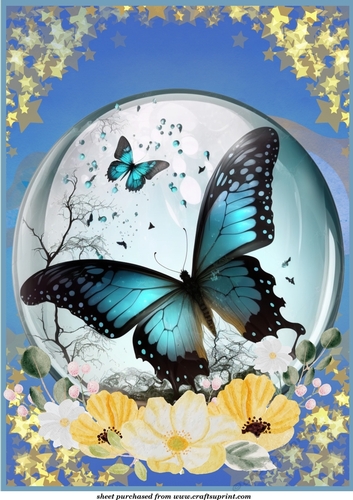 Large Blue butterfly crystal ball topper 4 - CUP1205356_659 | Craftsuprint
