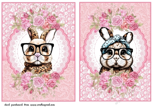 2 Pink cute bunny card fronts 1 - CUP1206938_659 | Craftsuprint