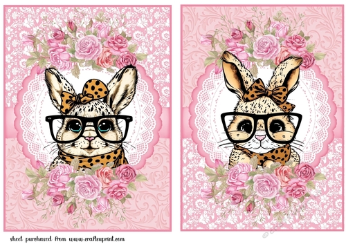 2 Pink cute bunny card fronts 2 - CUP1206939_659 | Craftsuprint
