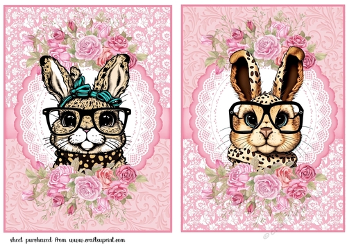2 Pink cute bunny card fronts 4 - CUP1206941_659 | Craftsuprint