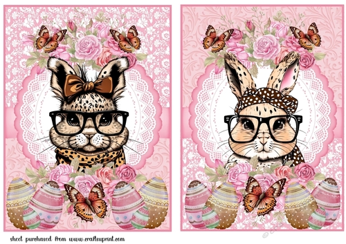 2 Pink Easter bunny card fronts/toppers 3 - CUP1207123_659 | Craftsuprint