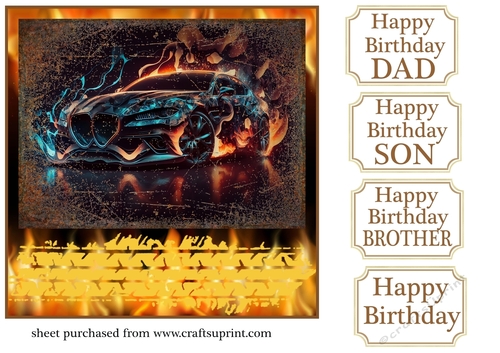 This cars on fire Birthday card front 3 - CUP1207938_659 | Craftsuprint