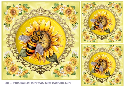 3 Sunflower bee card front/toppers 3 - CUP1208441_659 | Craftsuprint