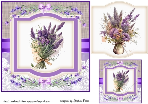 Lavender bouquet card front 2 - CUP1209249_659 | Craftsuprint