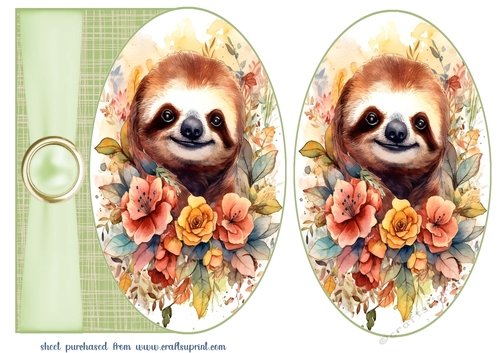 Cute baby sloth card front - CUP1209318_659 | Craftsuprint