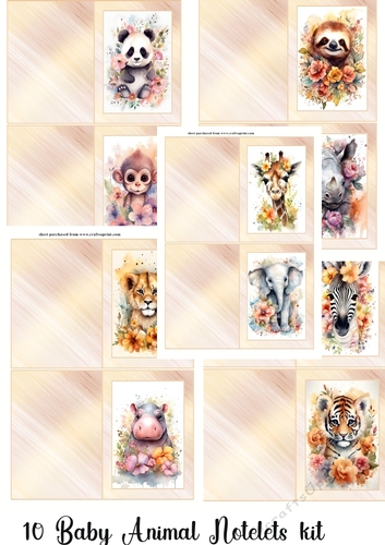 10 Baby Animals notelets kit - CUP1209384_659 | Craftsuprint