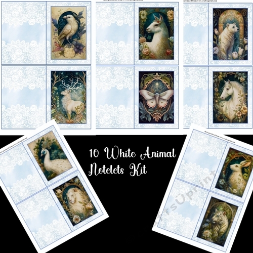 10 White Animals Notelets Kit - CUP1209670_659 | Craftsuprint