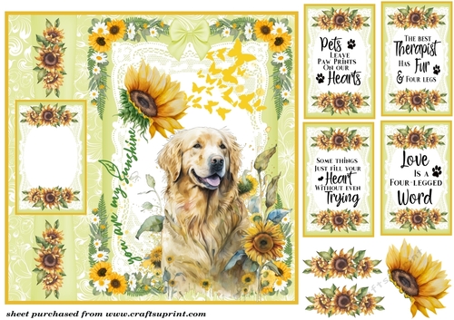 Sunflower pup card front 2 - CUP1209942_659 | Craftsuprint