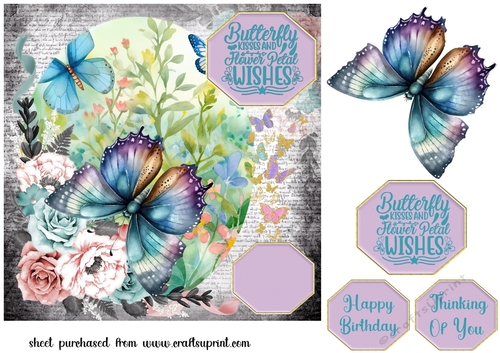 Floral butterfly card front - CUP1210184_659 | Craftsuprint