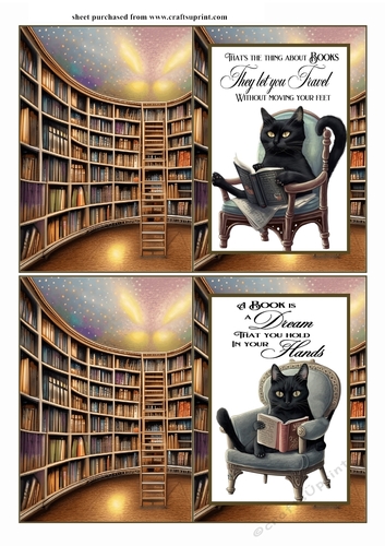 2 Black cat reading notelets 2 - CUP1210646_659 | Craftsuprint