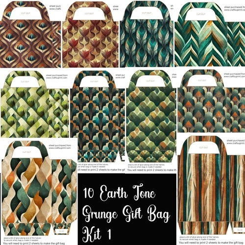 10 Earth tone grunge gift bag kit 1 - CUP1210709_659 | Craftsuprint