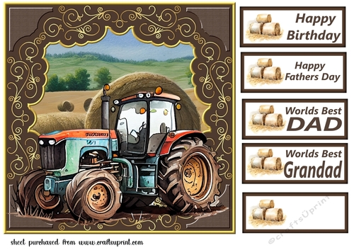 Tractor card front 4 - CUP1211685_659 | Craftsuprint