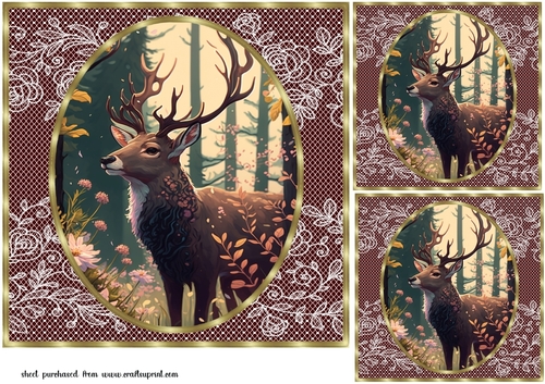 3 Deer in forest card fronts/toppers 2 - CUP1211970_659 | Craftsuprint