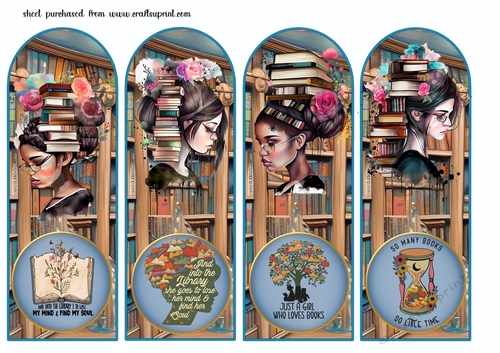 4 Library themed bookmarks/toppers - CUP1212324_659 | Craftsuprint
