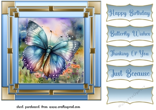 Blue framed butterfly card front 6 - CUP1212844_659 | Craftsuprint