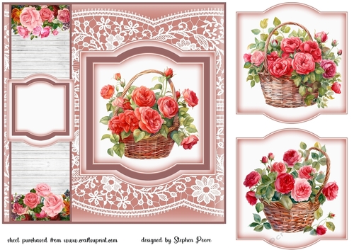 Red rose basket card front 2 - CUP1213201_659 | Craftsuprint