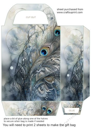 Peacock feather gift bag 2 - CUP1213564_659 | Craftsuprint