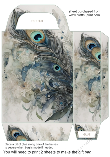 Peacock feather gift bag 12 - CUP1213575_659 | Craftsuprint