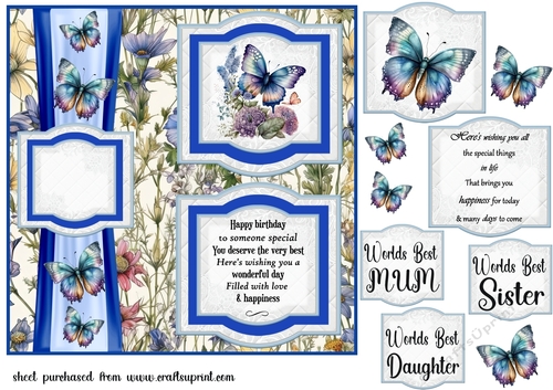 2 Panel blue butterflies card front 3 - CUP1213648_659 | Craftsuprint