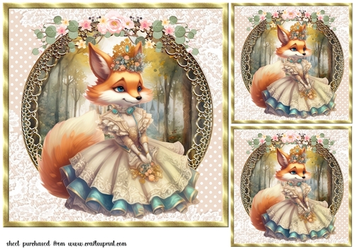 3 Princess fox card fronts/toppers 6 - CUP1214104_659 | Craftsuprint
