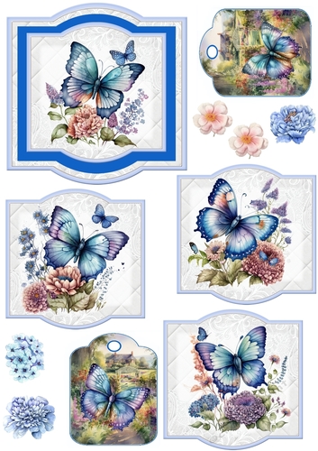 Blue butterfly topper sheet - CUP1216113_659 | Craftsuprint