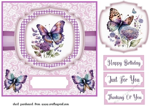 Purple floral butterfly card front 1 - CUP1216849_659 | Craftsuprint