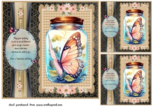 3 Butterfly birthday card fronts/toppers 4 - CUP1216992_659 | Craftsuprint