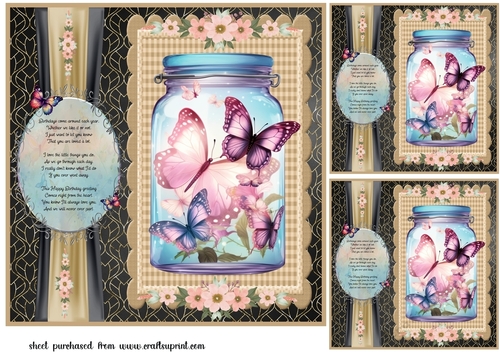 3 Butterfly birthday card fronts/toppers 5 - CUP1216993_659 | Craftsuprint