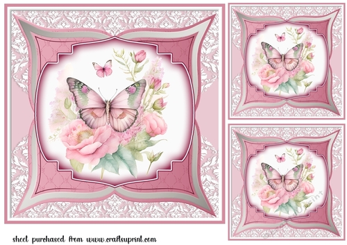 3 Pink floral butterfly card fronts/toppers 1 - CUP1217105_659 ...