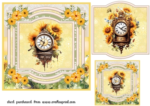 Sunflower clock card front 2 - CUP1217585_659 | Craftsuprint