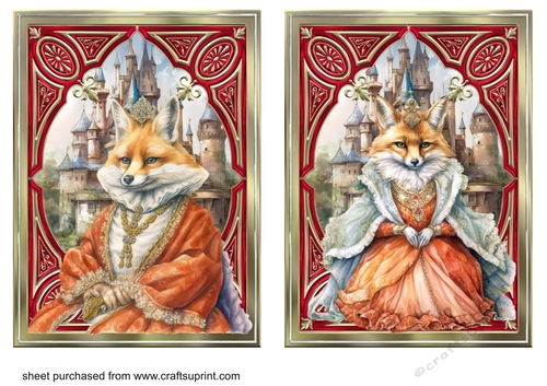 2 Red fox queen card fronts - CUP1217987_659 | Craftsuprint