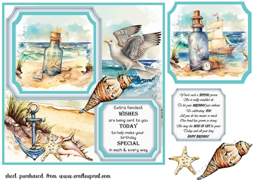 Message in a bottle card front 3 - CUP1218512_659 | Craftsuprint