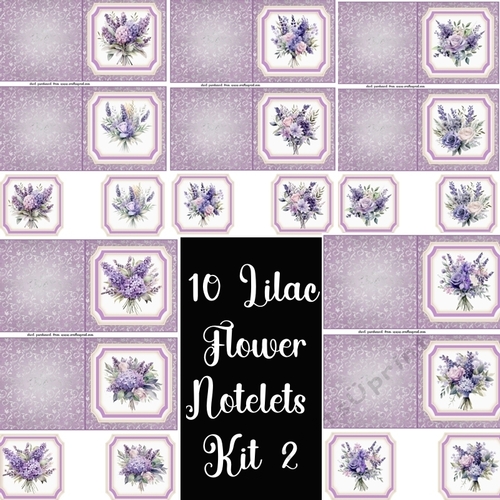 10 Square Lilac floral notelets kit 2 - CUP1218995_659 | Craftsuprint
