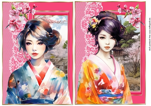 2 Japanese girl card fronts 2 - CUP1219478_659 | Craftsuprint