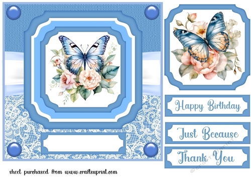 Blue floral butterfly single panel card front 1 - CUP1220041_659 ...