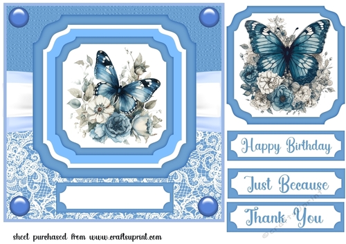 Blue floral butterfly single panel card front 6 - CUP1220046_659 ...