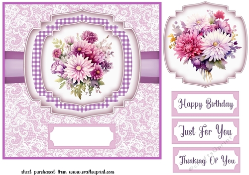 Purple floral card front 1 - CUP1220340_659 | Craftsuprint