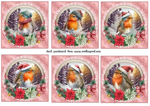 6 Christmas robin toppers - CUP1222774_659 | Craftsuprint