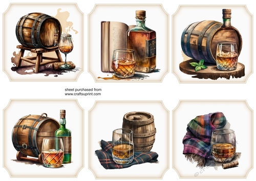 6 Scottish whisky themed toppers 1 - CUP1224111_659 | Craftsuprint