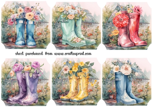 6 floral welly toppers - CUP1224357_659 | Craftsuprint