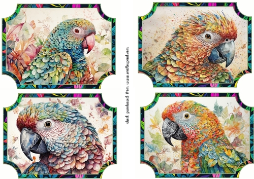 4 Funky parrot toppers - CUP1225081_659 | Craftsuprint