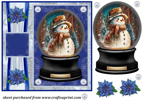 Snowman in snow globe card front - CUP1225321_659 | Craftsuprint