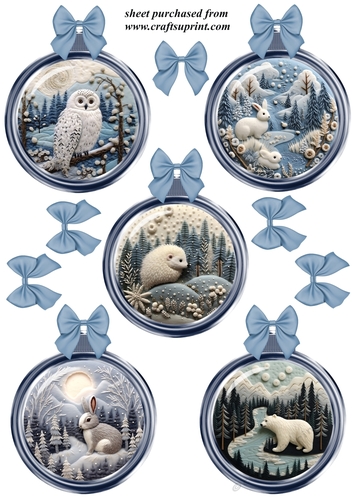 5 Blue Christmas assorted animal bauble toppers 2 - CUP1229618_659 ...