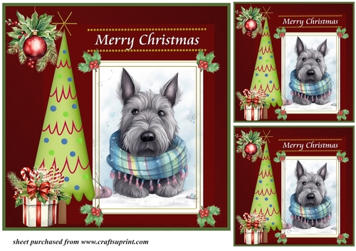 3 Merry Christmas Scottish terrier card front/toppers 9 - CUP1230284 ...