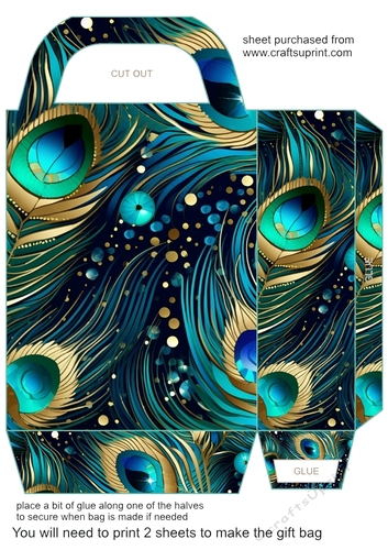 Peacock feather gift bag (n) 19 - CUP1230589_659 | Craftsuprint