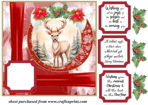 Red Christmas deer card front - CUP1232131_659 | Craftsuprint