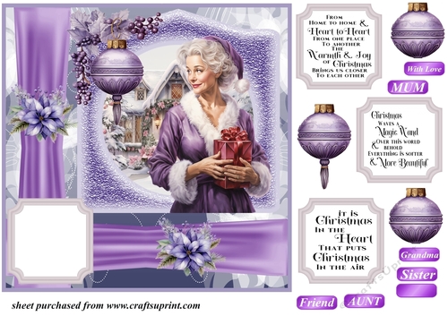 Lilac Christmas card front 1 - CUP1232230_659 | Craftsuprint